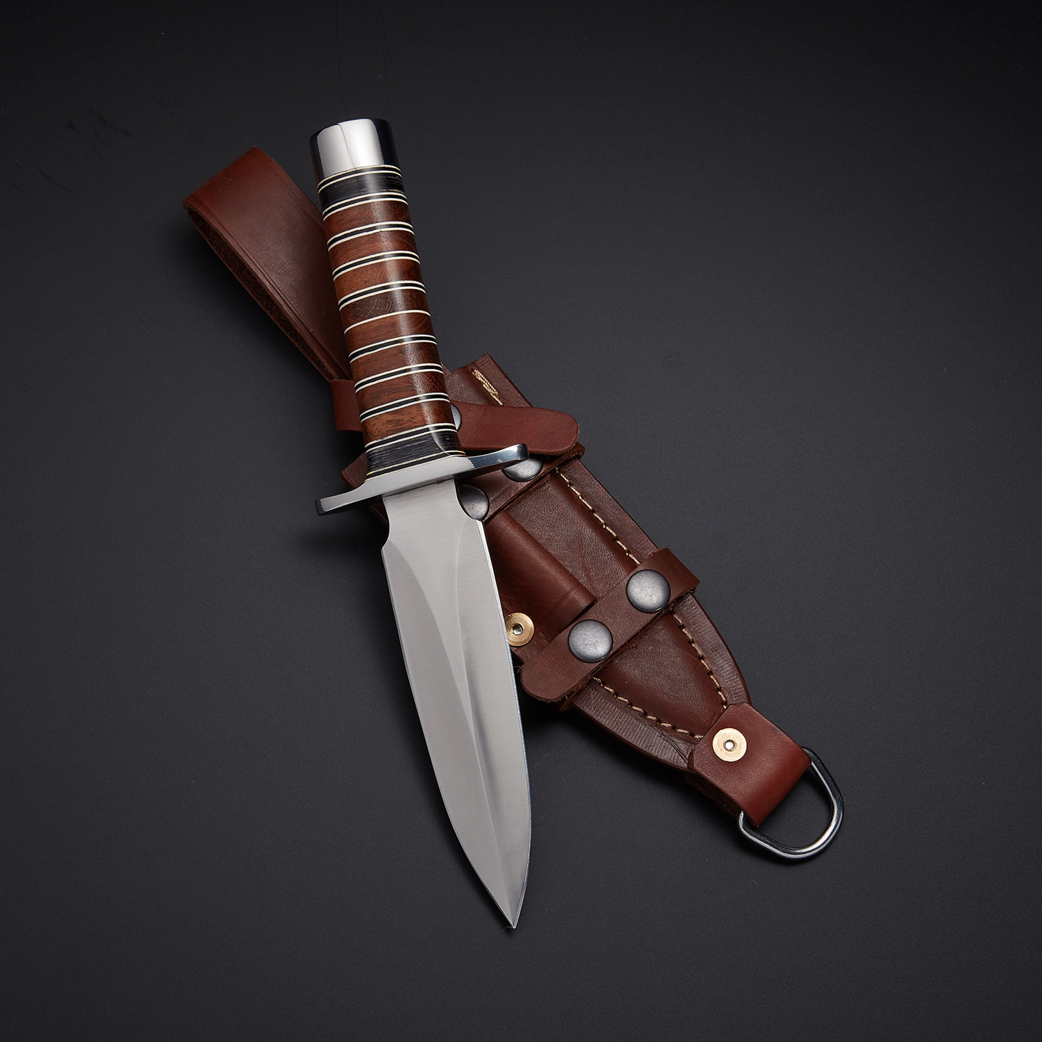 Tactical D2 Tool Steel Dagger Knife With Leather Sheath | Inspire Uplift