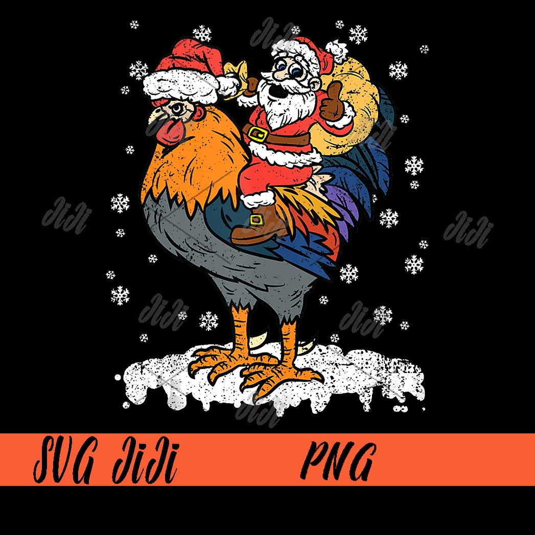 Santa Riding Rooster Christmas PNG, Farm Animal PNG | Inspire Uplift
