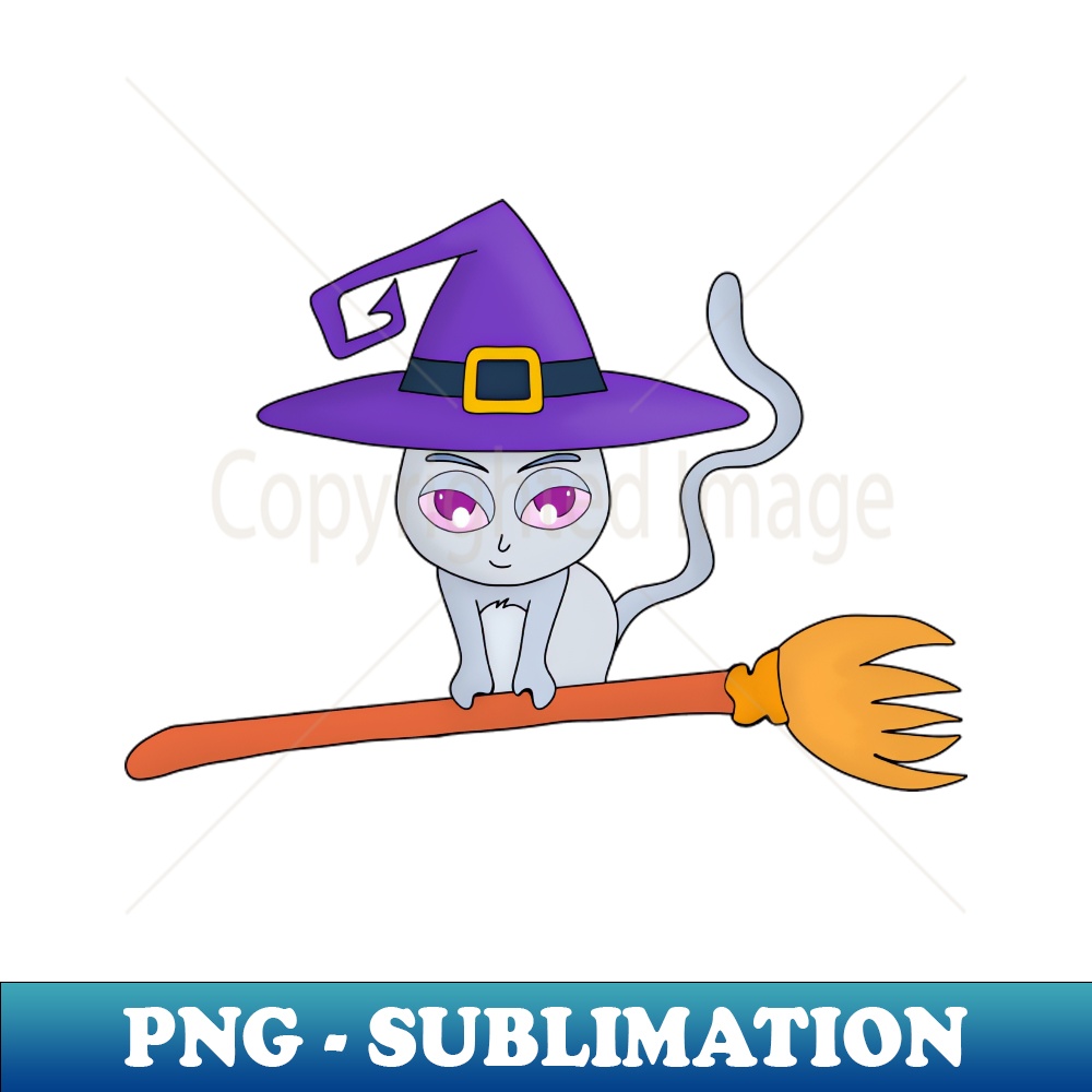 Witch Cat Flying on a Broom - Stylish Sublimation Digital Do | Inspire ...