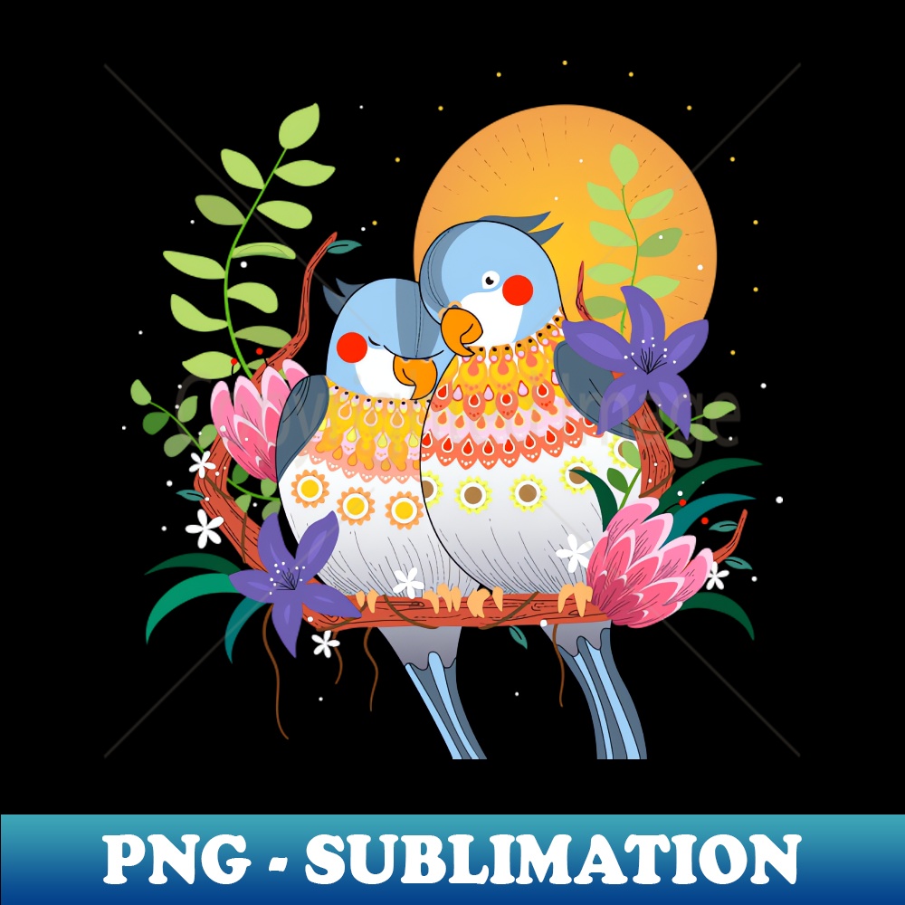 Parrot snuggle couple sunset - PNG Transparent Sublimation F - Inspire ...
