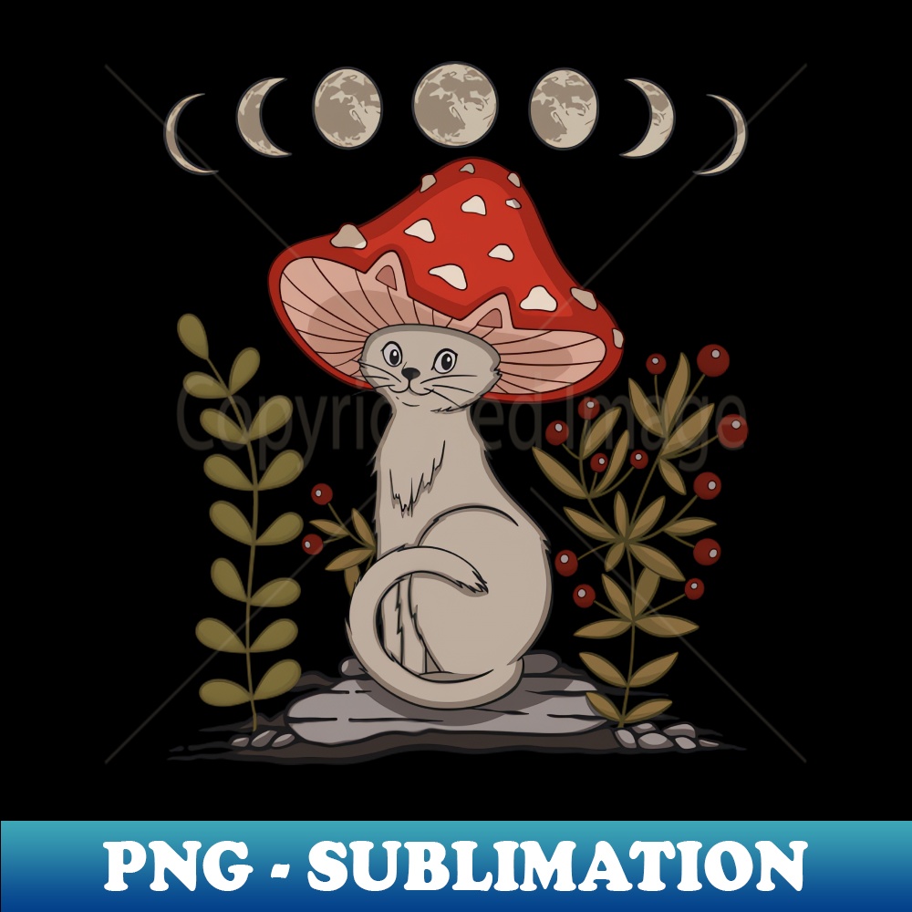Cottagecore Aesthetic Cat With Mushroom Hat - Exclusive PNG - Inspire ...