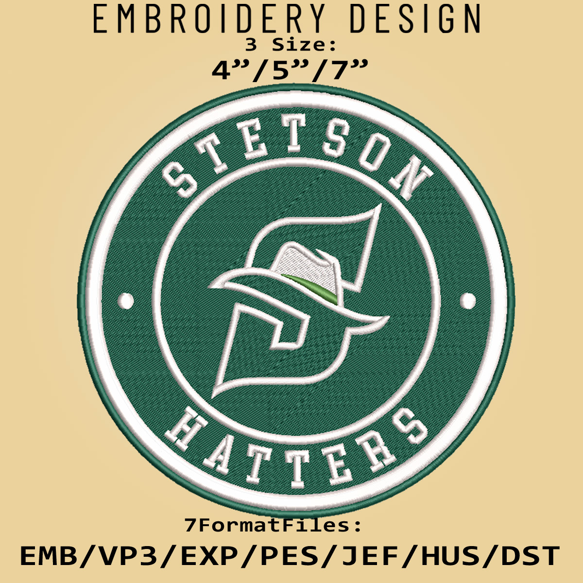 NCAA Logo Stetson Hatters, Embroidery design, Embroidery Fil | Inspire ...