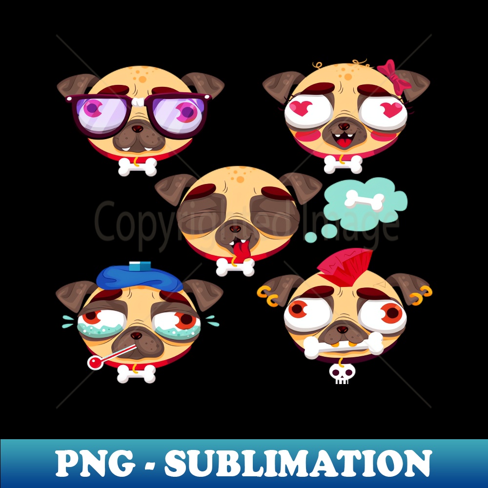 Pug Collection - PNG Transparent Digital Download File for S - Inspire ...