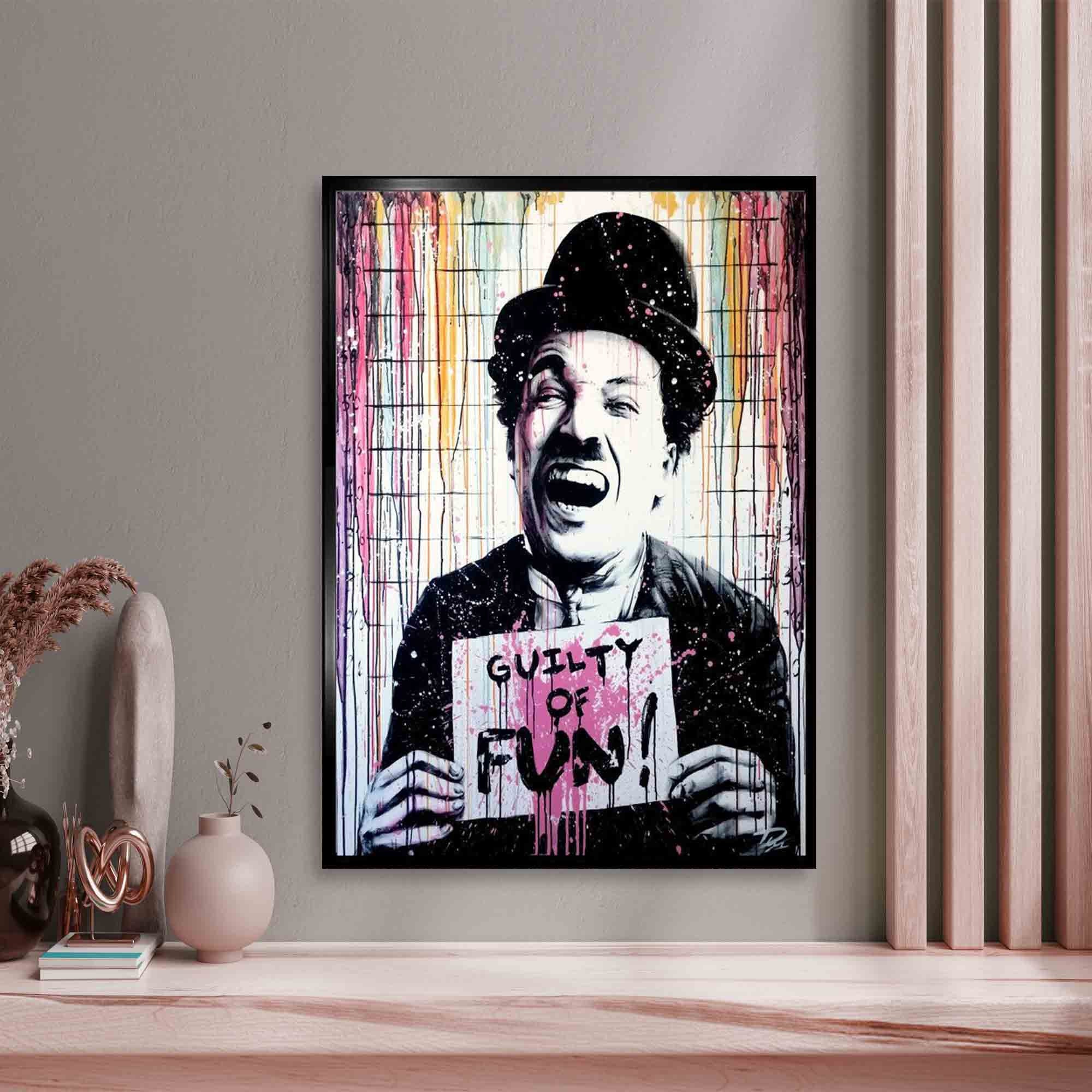 Juxtaposed Pink Charlie Chaplin & Albert Einstein Street Art - Inspire ...