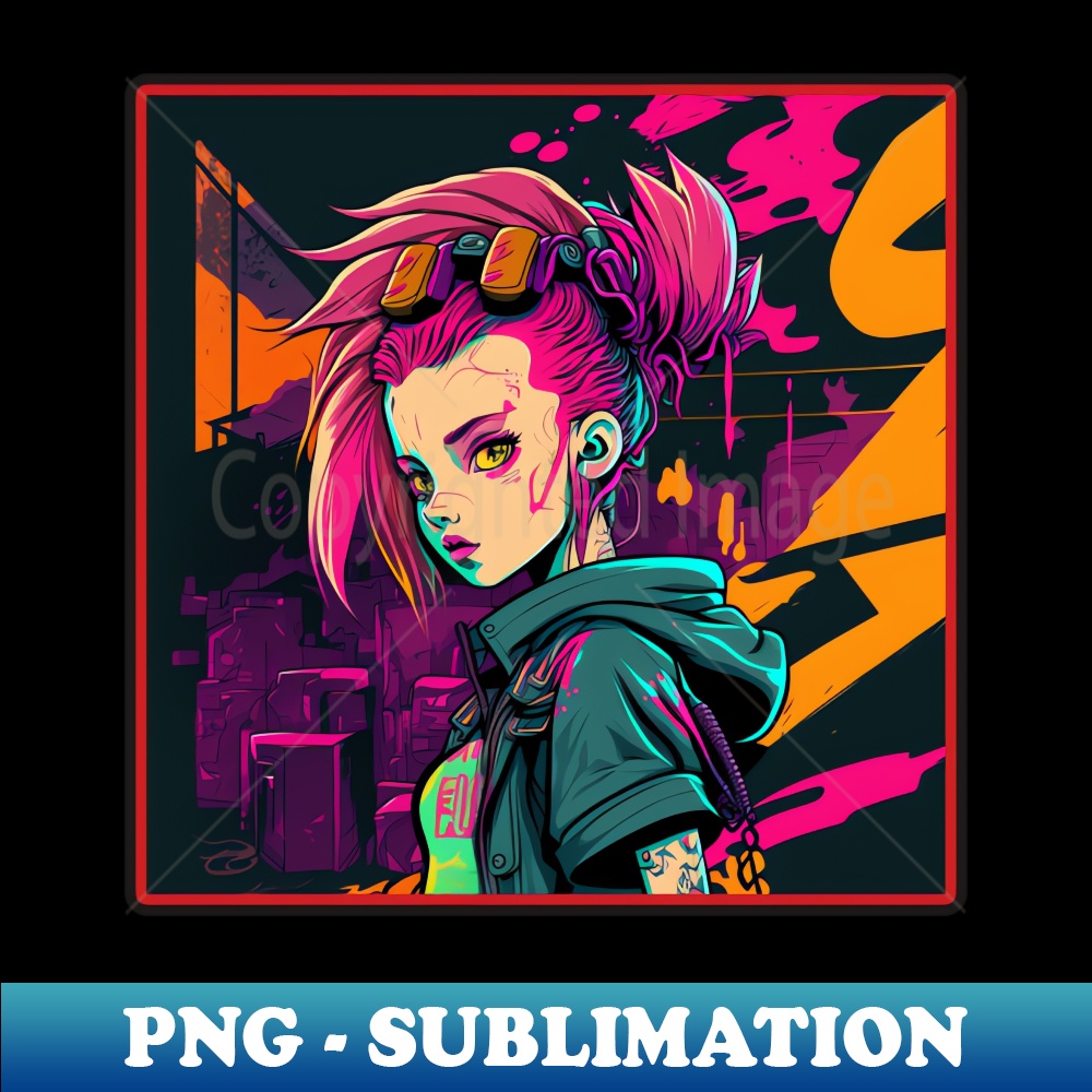 Cyberpunk X Synthwave Anime Style - PNG Transparent Sublima | Inspire ...