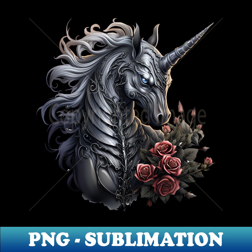 Gothic Unicorn Roses - PNG Transparent Sublimation File - Br | Inspire Uplift