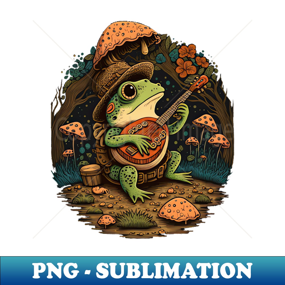 Cottagecore aesthetic cute frog playing ukelele on Mushroom | Inspire ...