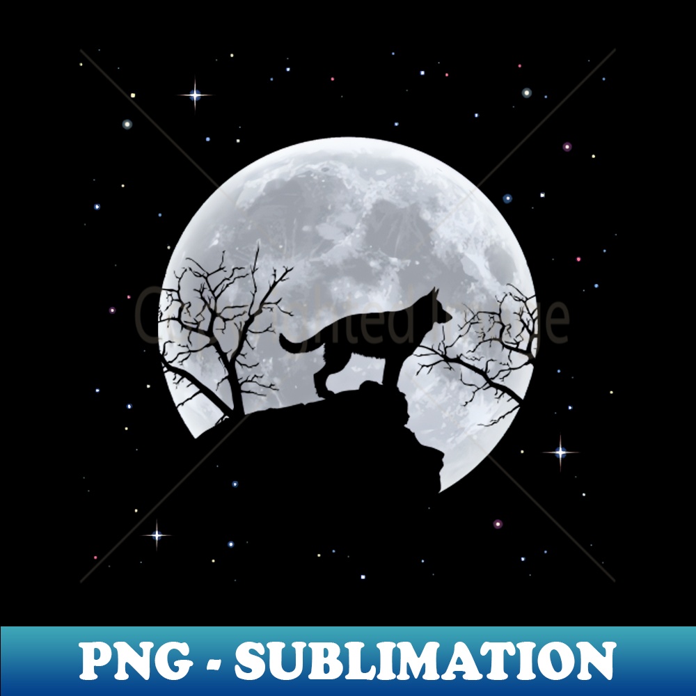 German Shepherd Dog Full Moon At Night - German Shepherd - D | Inspire ...