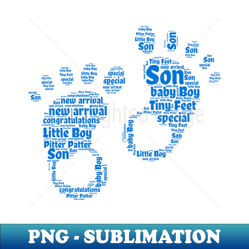 Baby Boy Footprints Word Art - Retro PNG Sublimation Digital | Inspire ...