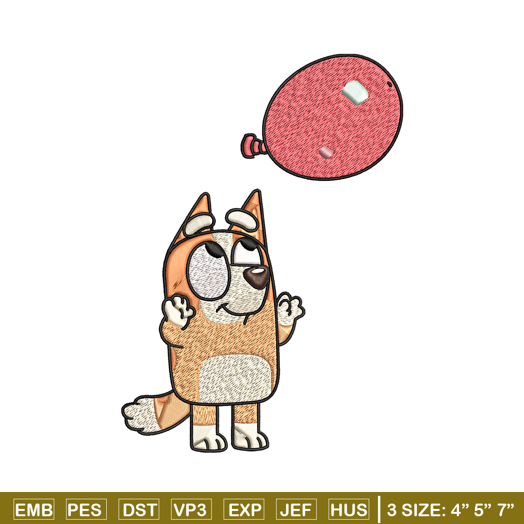 Bingo Heeler Balloon Embroidery, Bingo Heeler Cartoon Embroi - Inspire ...