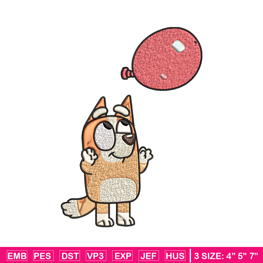 Bingo Heeler Balloon Embroidery, Bingo Heeler Cartoon Embroi - Inspire ...