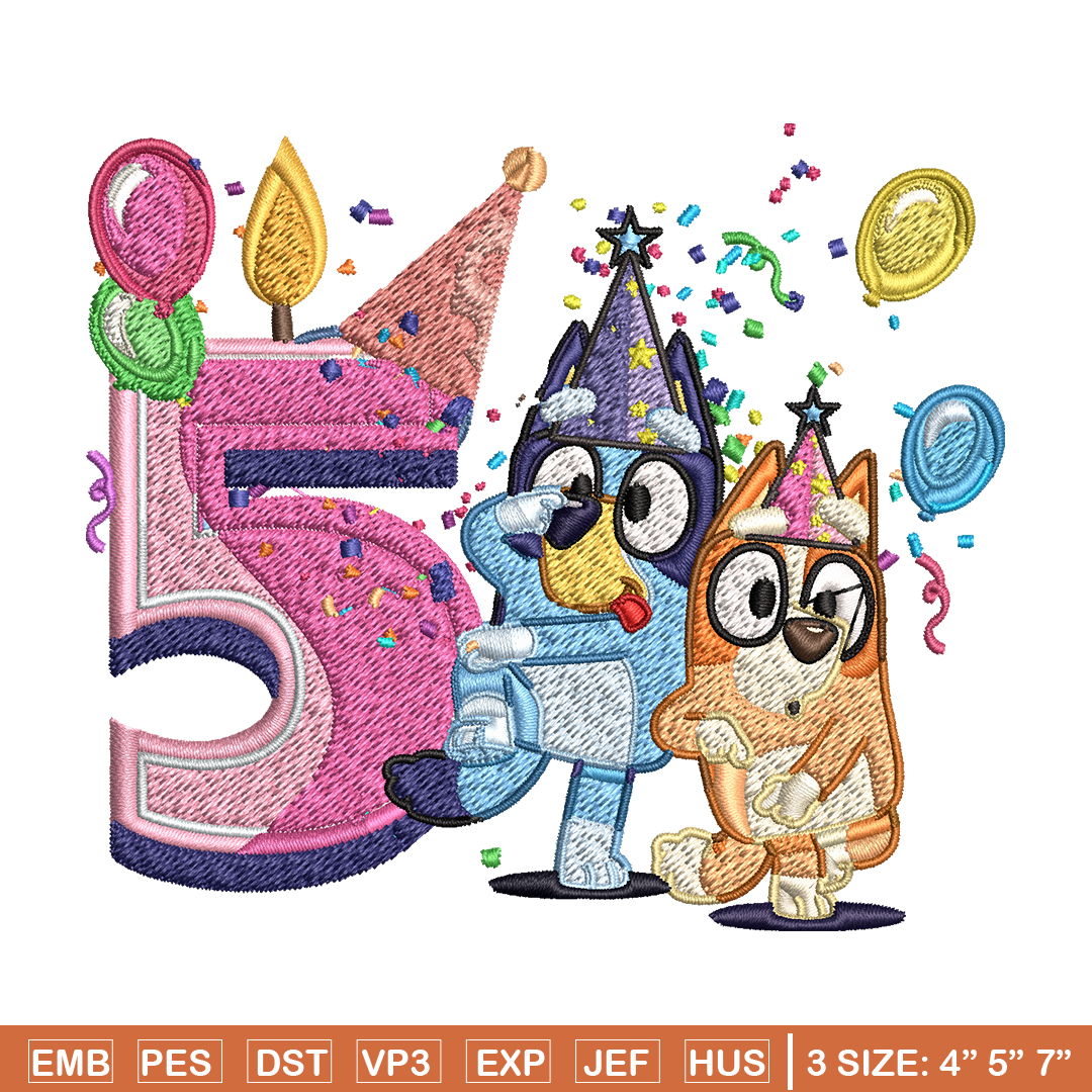 Bluey bingo 5th birthday Embroidery, Bluey birthday Embroide | Inspire ...