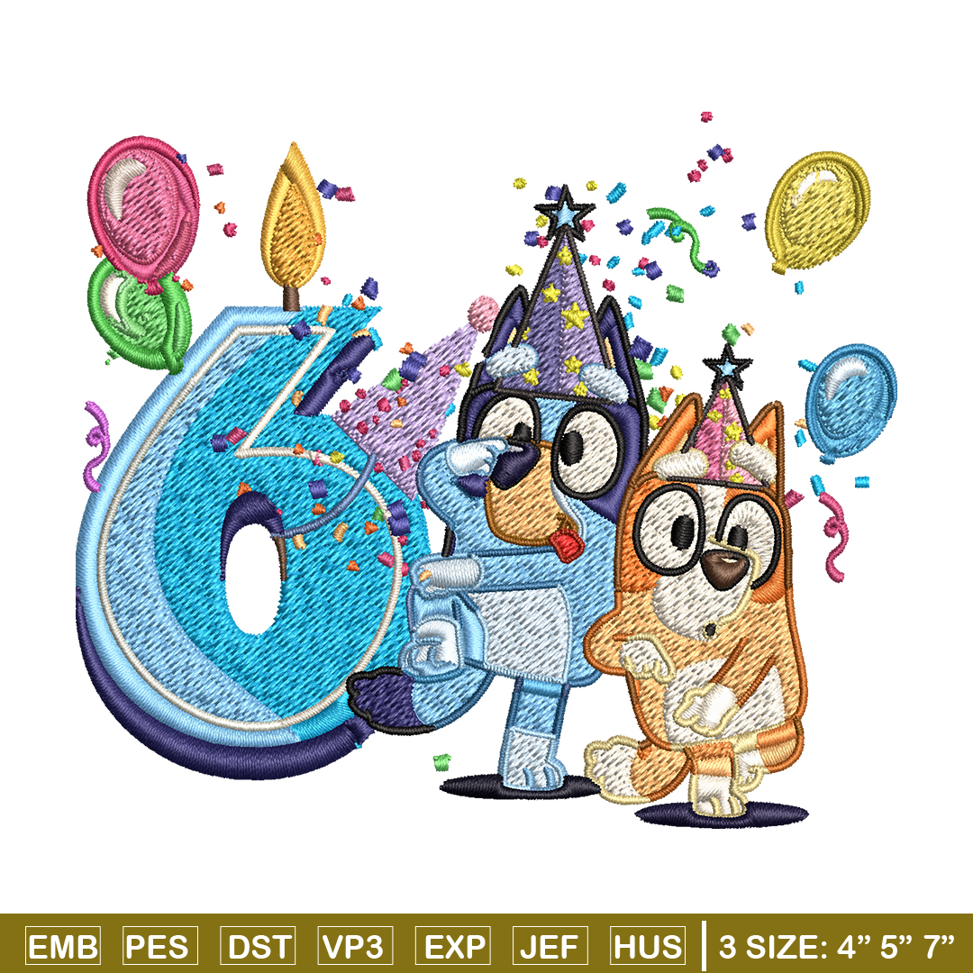 Bluey bingo 6th birthday Embroidery, Bluey birthday Embroide | Inspire ...