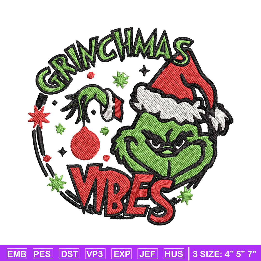 Christmas Vibes Grinch Embroidery design, Grinch Christmas E | Inspire ...