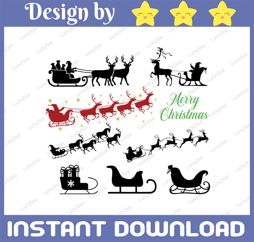 Santas Sleigh SVG Bundle,Christmas Vector image,Christmas sv | Inspire ...