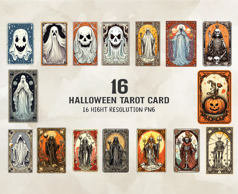 16 Halloween Tarot Card png, Halloween Svg, Cute Halloween, | Inspire ...