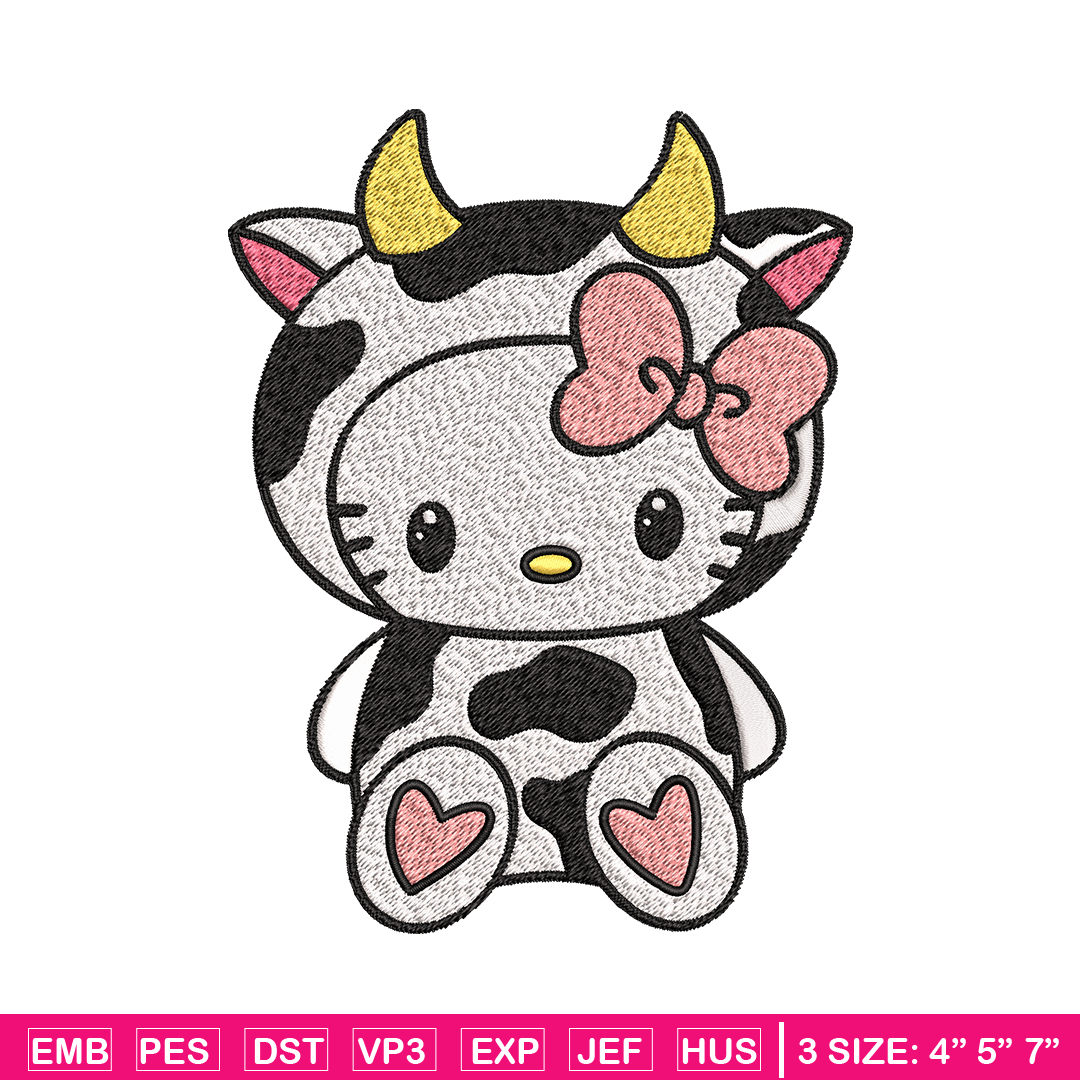 Cow Hello Kitty Embroidery design, Cow Hello Kitty Embroider - Inspire ...