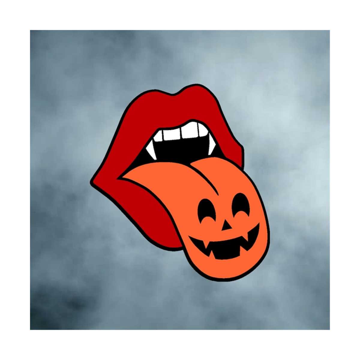 Halloween SVG Lips Vampire Teeth with Pumpkin Tounge with an | Inspire ...