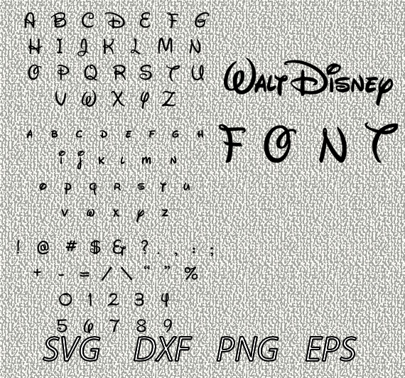 Walt Disney Alphabet Font SVG PNG JPEG DXF Digital Cut Vec - Inspire Uplift