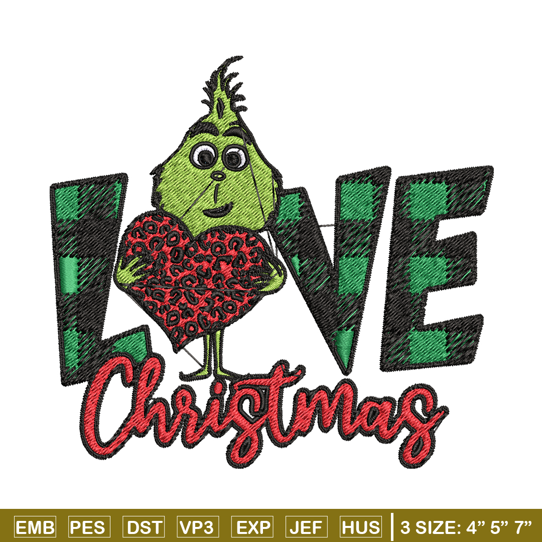 Grinch Love Christmas Embroidery design, Grinch christmas Em | Inspire ...