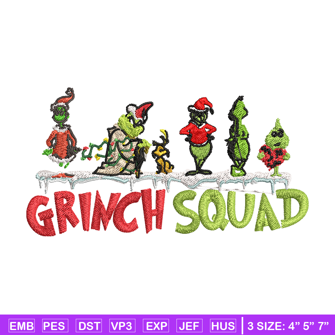 Grinch squad christmas Embroidery design, Grinch Christmas E - Inspire ...
