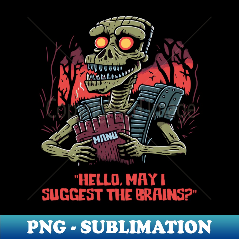 zombie waiter suggests the brain - Instant PNG Sublimation D | Inspire ...