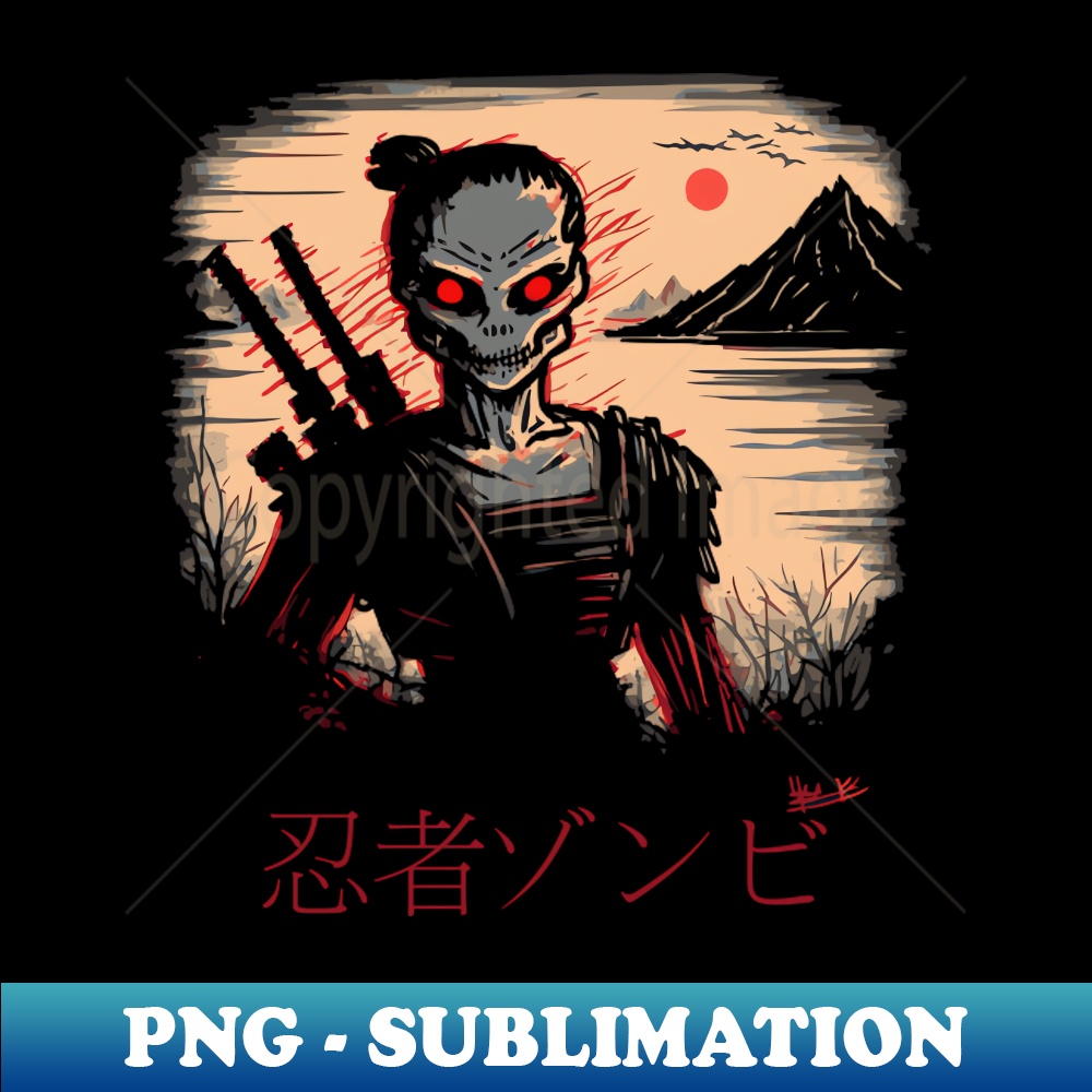 Japanese Apocalypse Red Sun and Undead Ninjas - PNG Sublimat | Inspire Uplift