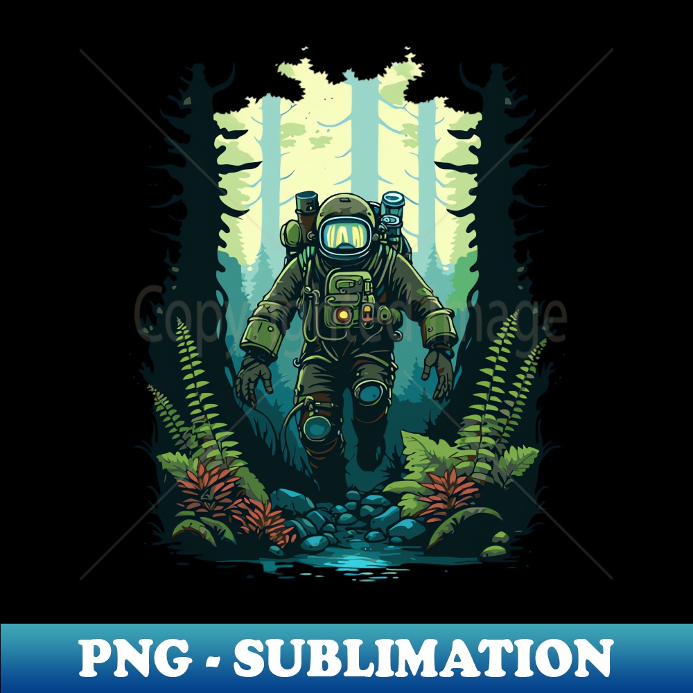 diver dive deep into the forest - High-Quality PNG Sublimati | Inspire Uplift