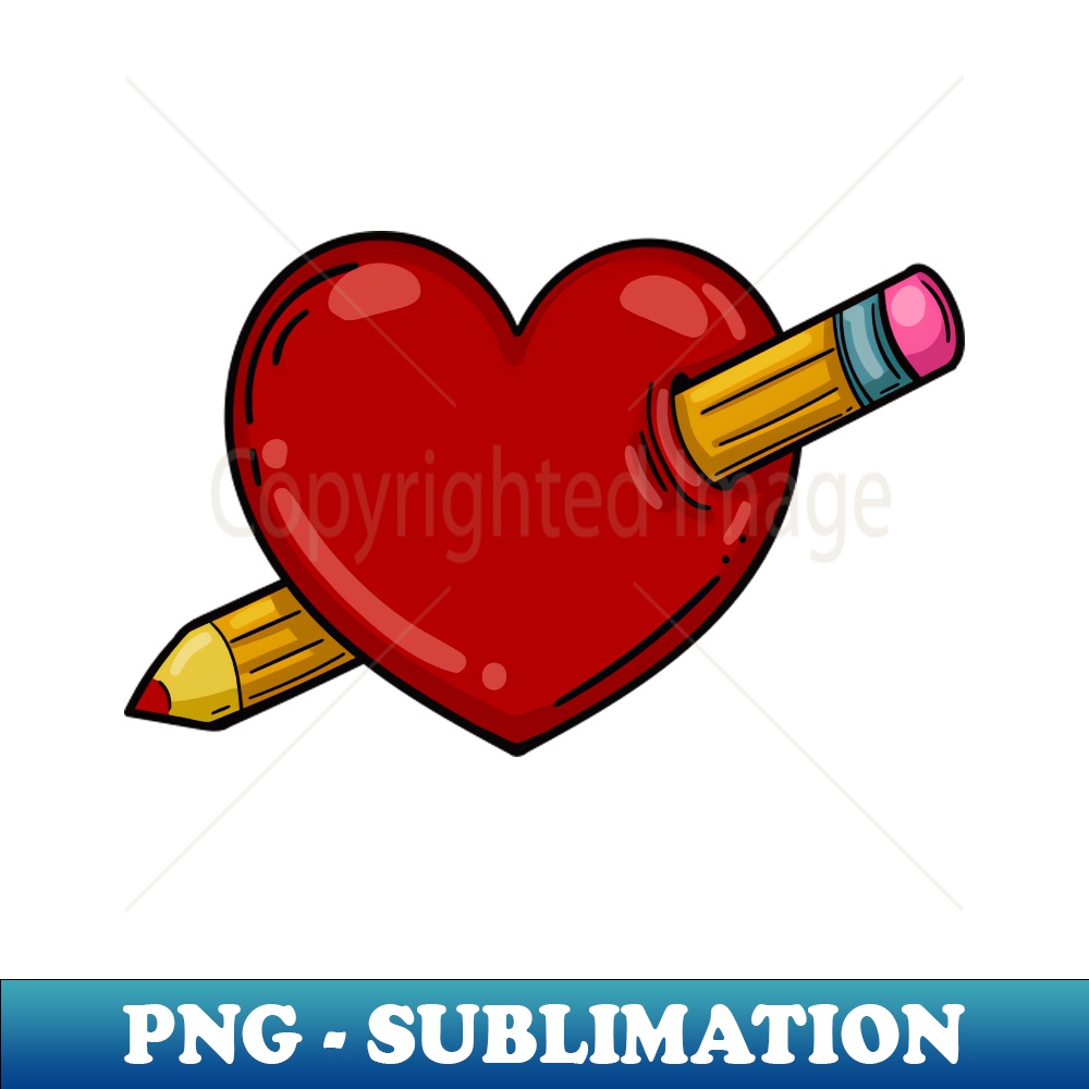 Heart With Pencil Love To Draw Drawing Artist - Retro PNG Su | Inspire ...