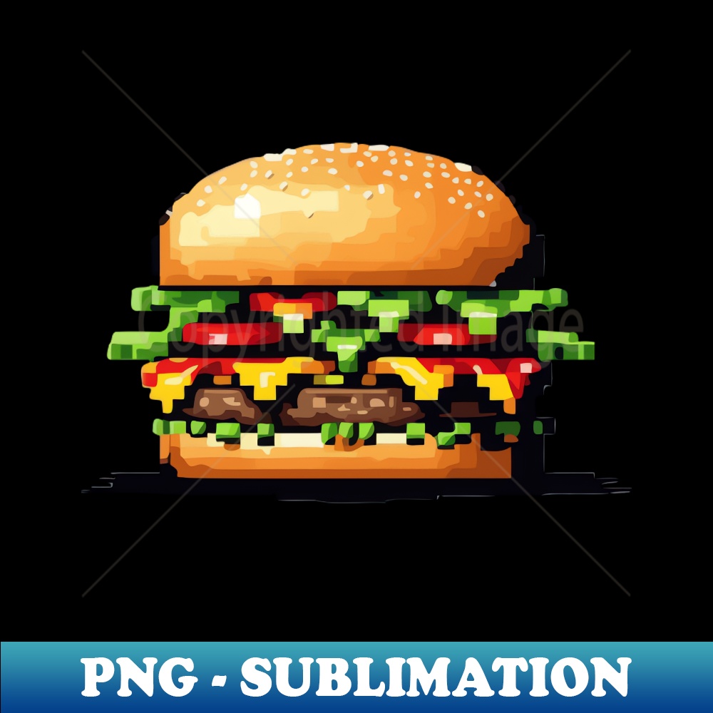 Hamburger Funny Burger Fast Food Pixel Art Gamer Gaming Kids - Inspire ...