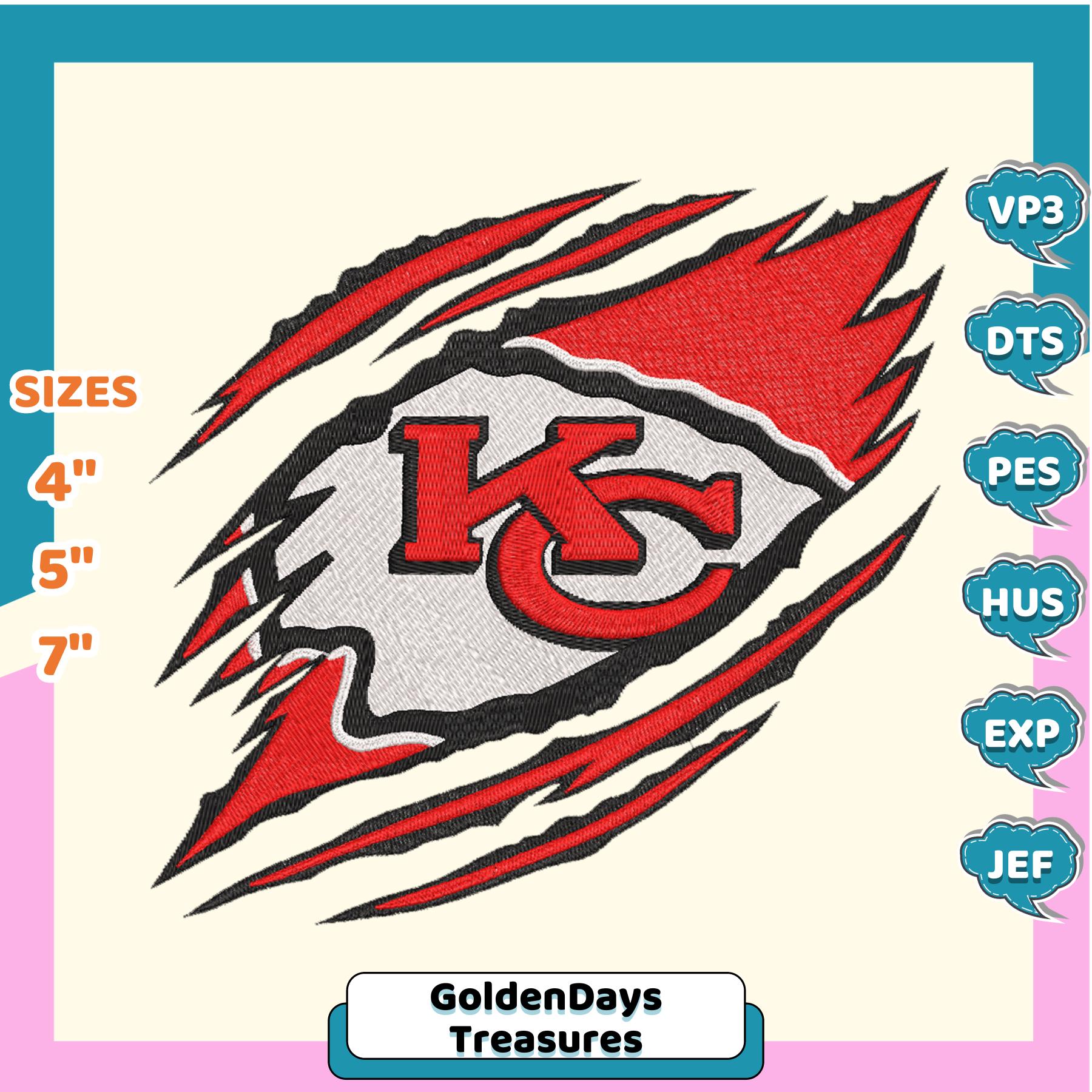 NFL Kansas City Chiefs Logo Embroidery Design, NFL Football | Inspire ...
