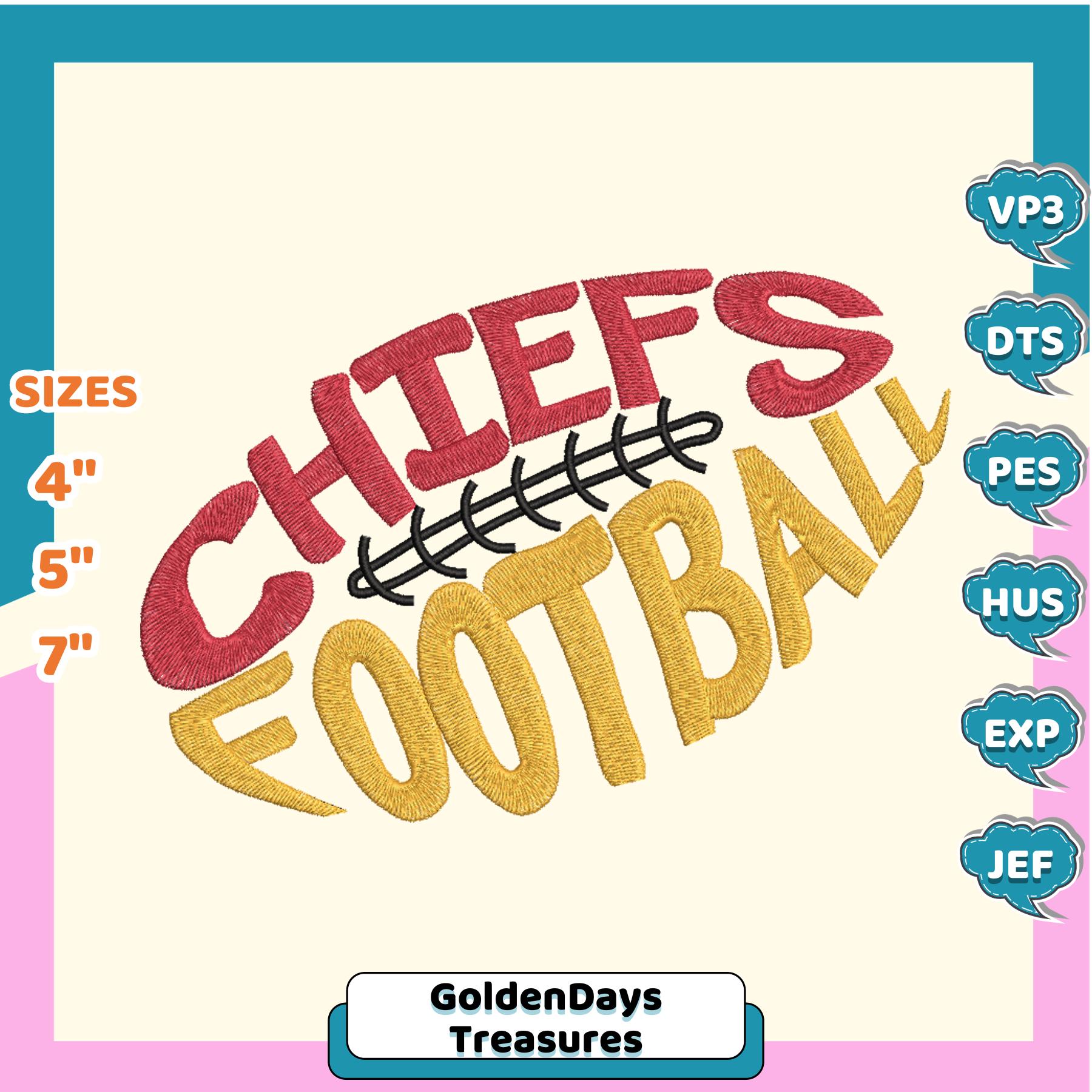 Chiefs Football Logo Embroidery Design, NFL Kansas City Chie | Inspire ...