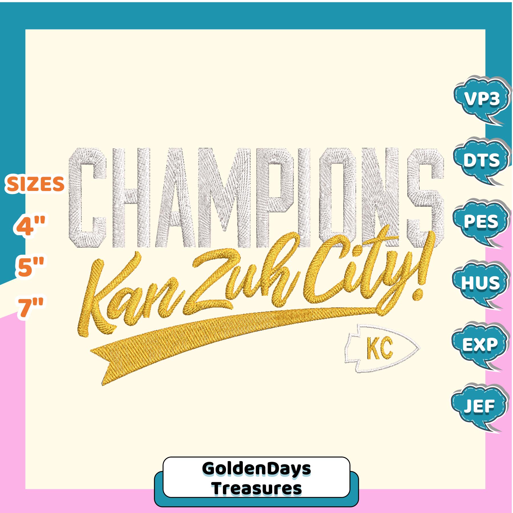 Kansas City Champion Football Logo Embroidery Design, NFL Ka - Inspire ...