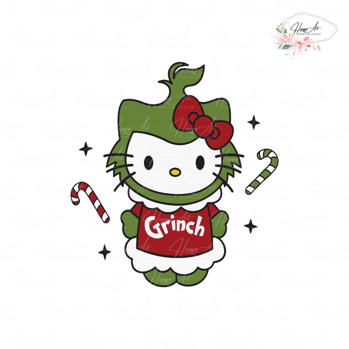 Funny Hello Kitty Grinch Vibe SVG Graphic Design File | Inspire Uplift