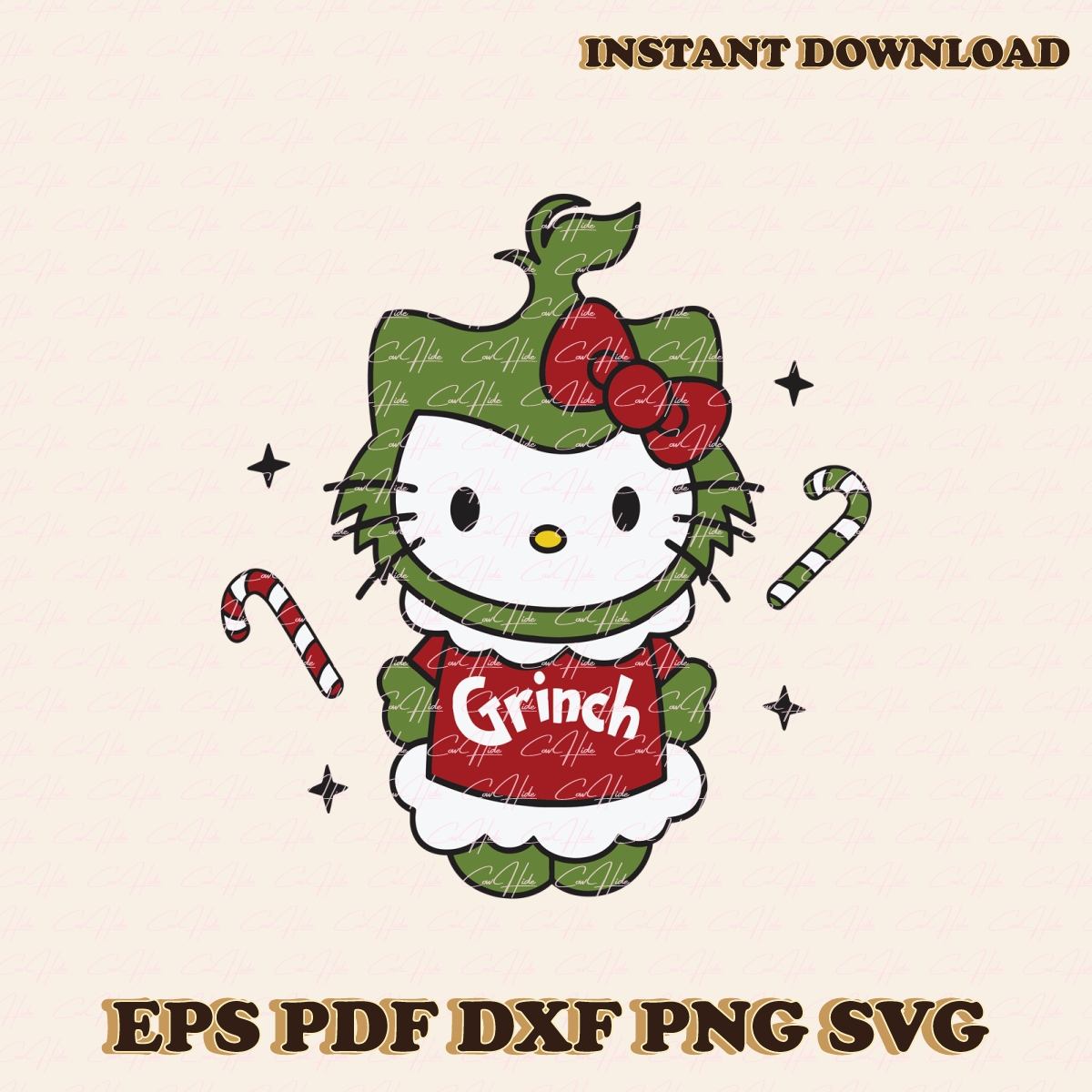 Funny Hello Kitty Grinch Vibe SVG Graphic Design File | Inspire Uplift