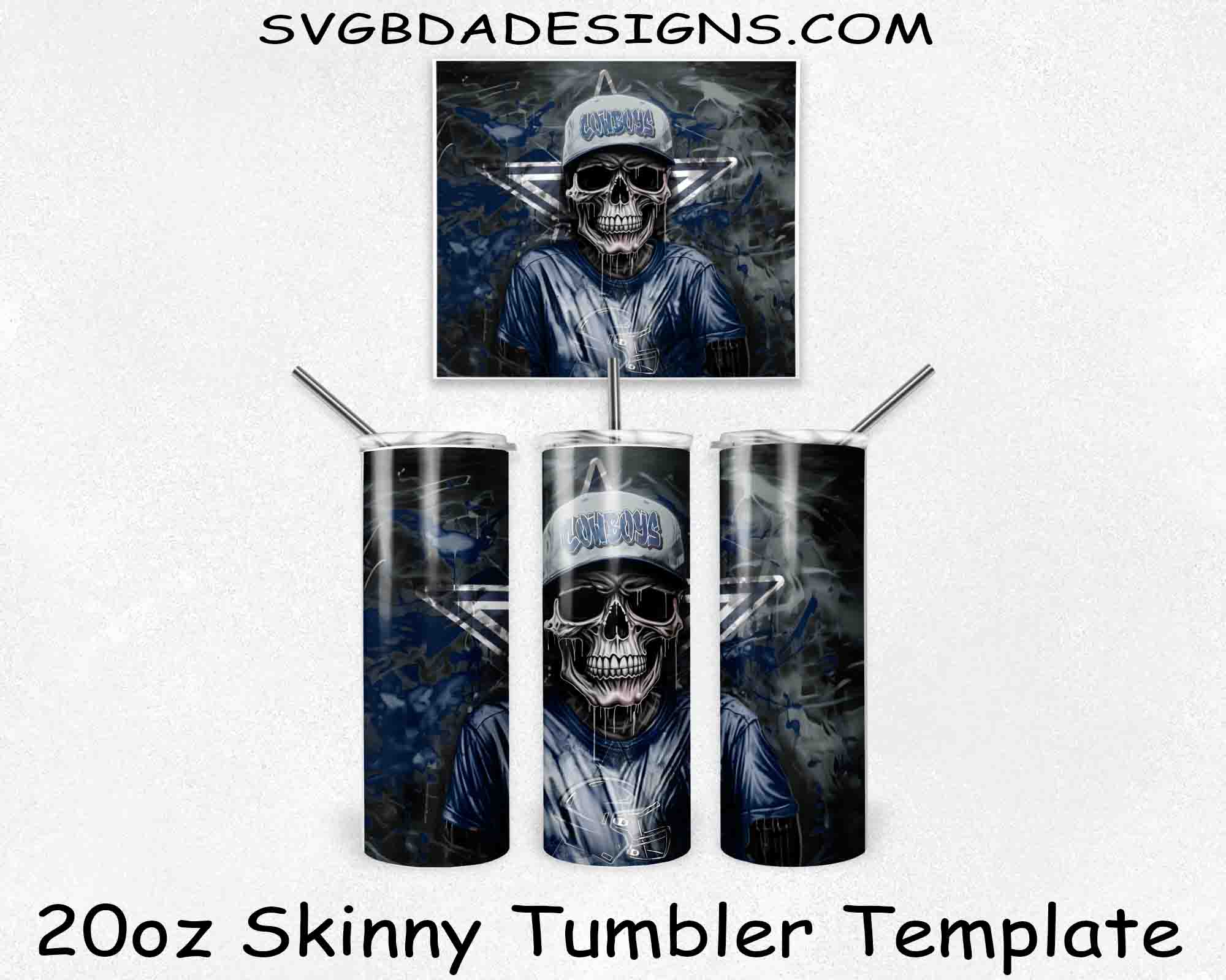 Dallas Cowboys Skull Football Cap Smoke Tumbler Wrap, Dallas | Inspire ...