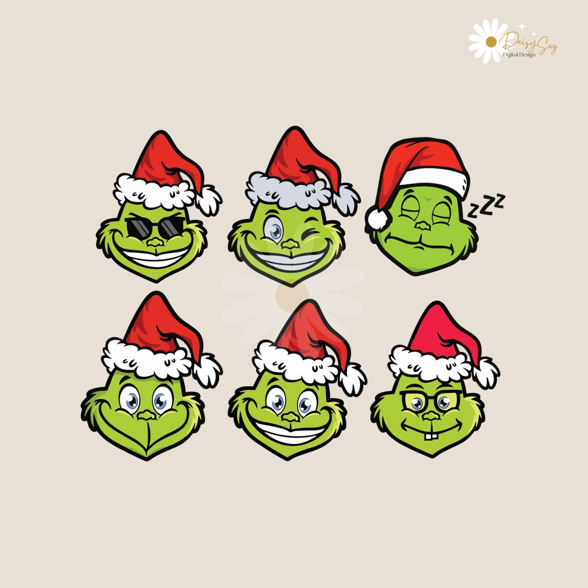 Funny Grinch Face Christmas Vibe SVG Bundle Download - Inspire Uplift