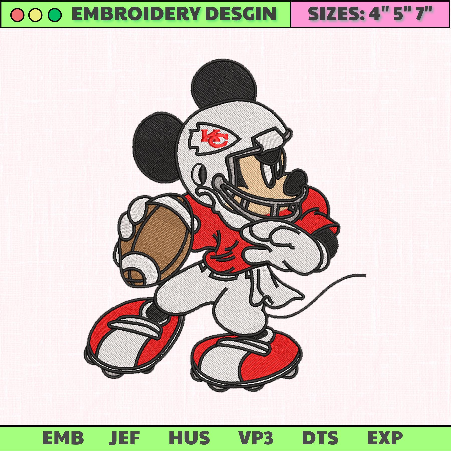 NFL Kansas City Chiefs Mickey Embroidery Design, NFL Footbal | Inspire ...