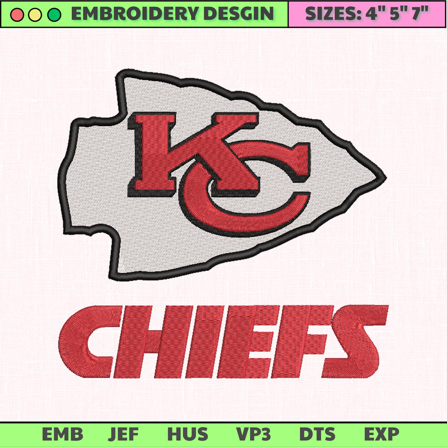 NFL Kansas City Chiefs Logo Embroidery Design, NFL Football | Inspire ...
