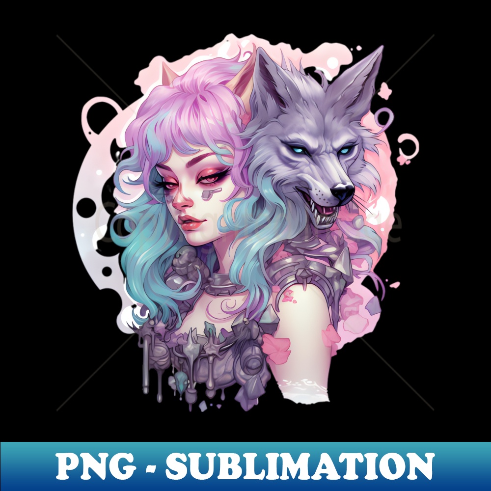 Pastel Goth wolf woman - Instant Sublimation Digital Downloa | Inspire ...