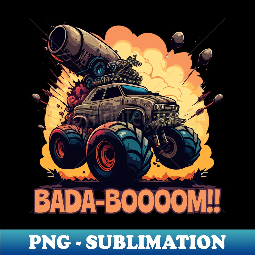 bada boom Explosion Noise Monster Truck - Retro PNG Sublimat | Inspire ...