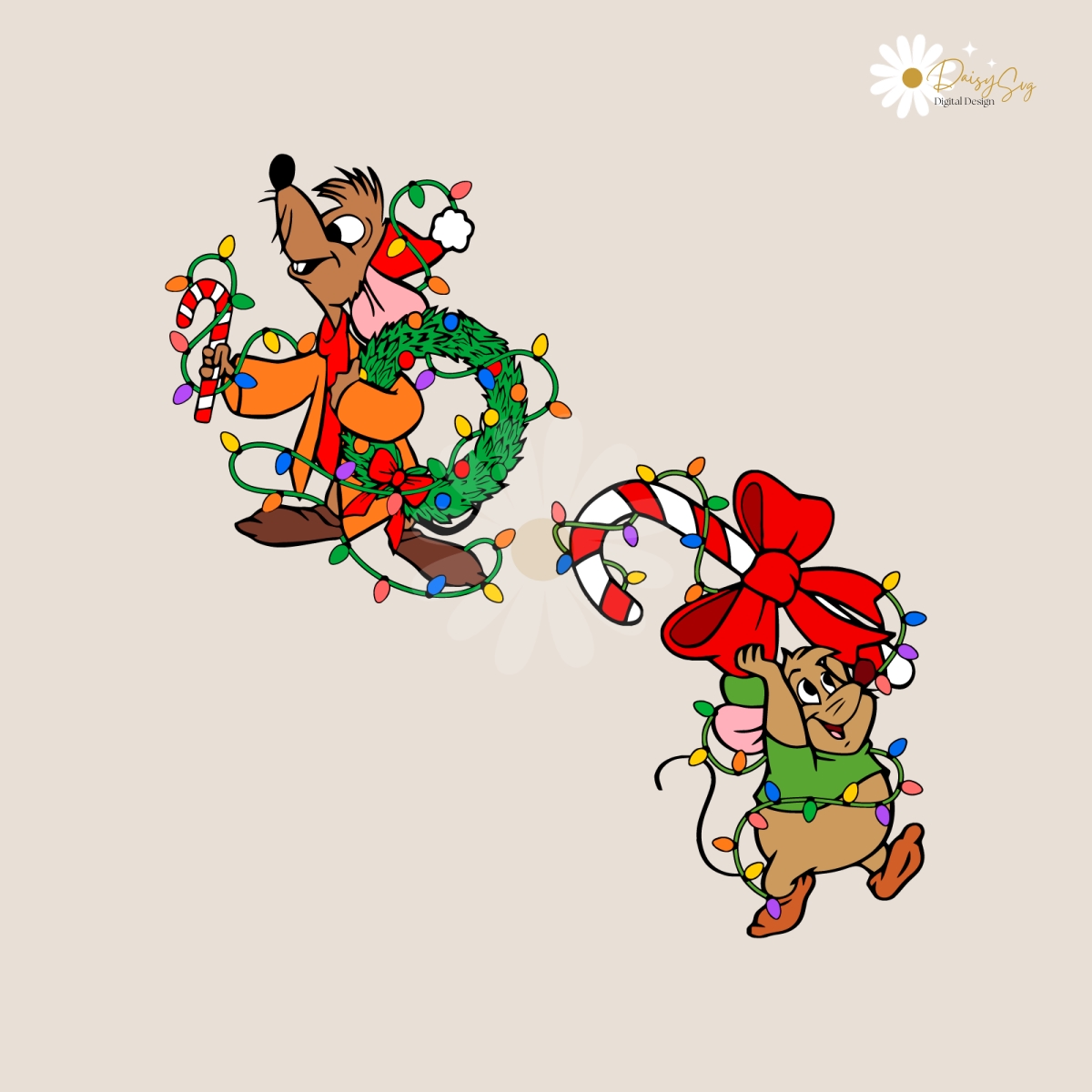 Disney Jaq And Gus Gus Christmas SVG Graphic Design File | Inspire Uplift