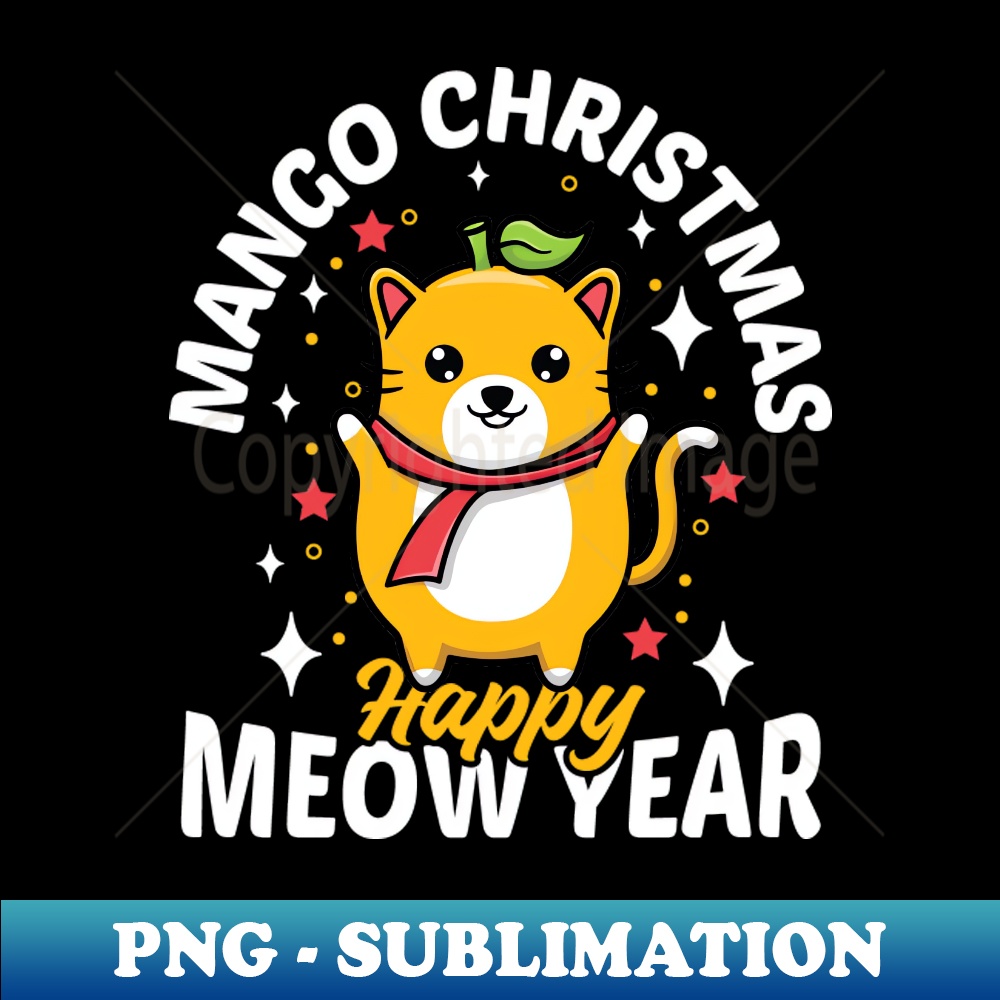 Mango Christmas Happy Meow Year Funny Food and Animal Puns - - Inspire ...