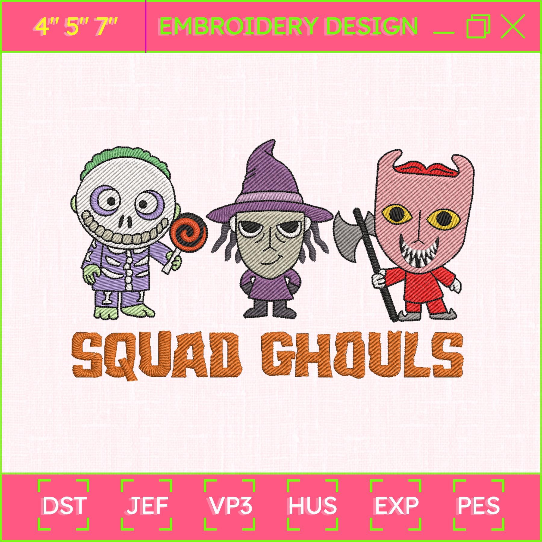 Horror Monster Embroidery Design, Squad Ghouls Embroidery De | Inspire ...