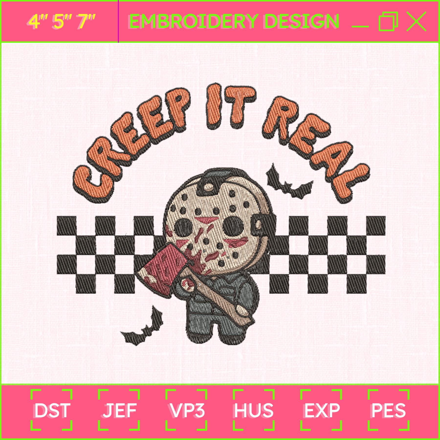 Horror Movie Killer Embroidery Design, Creep It Real Embroid | Inspire ...
