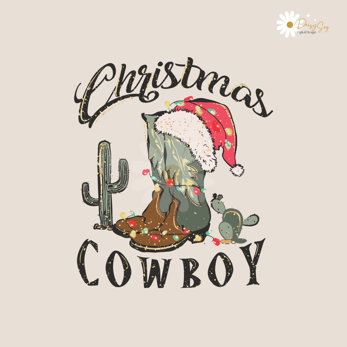 Christmas Cowboy Boot Howdy Santa SVG Digital Files | Inspire Uplift