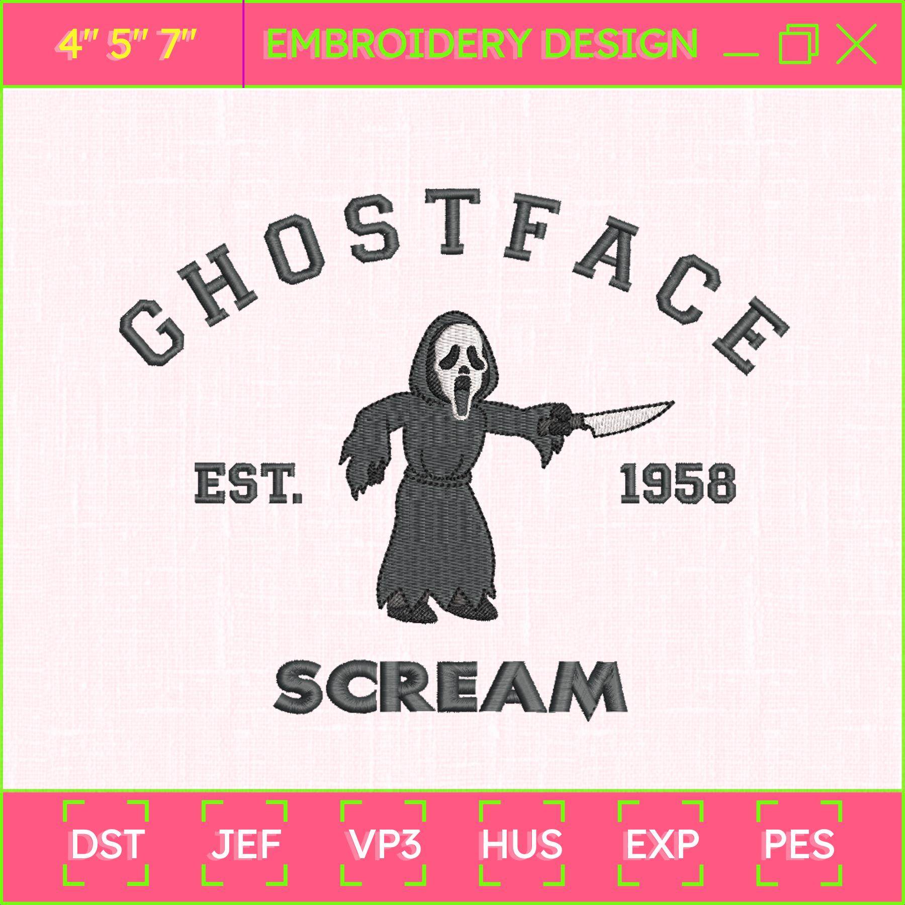 Ghost Face Craft Embroidery Design, Scary Halloween Embroide | Inspire ...