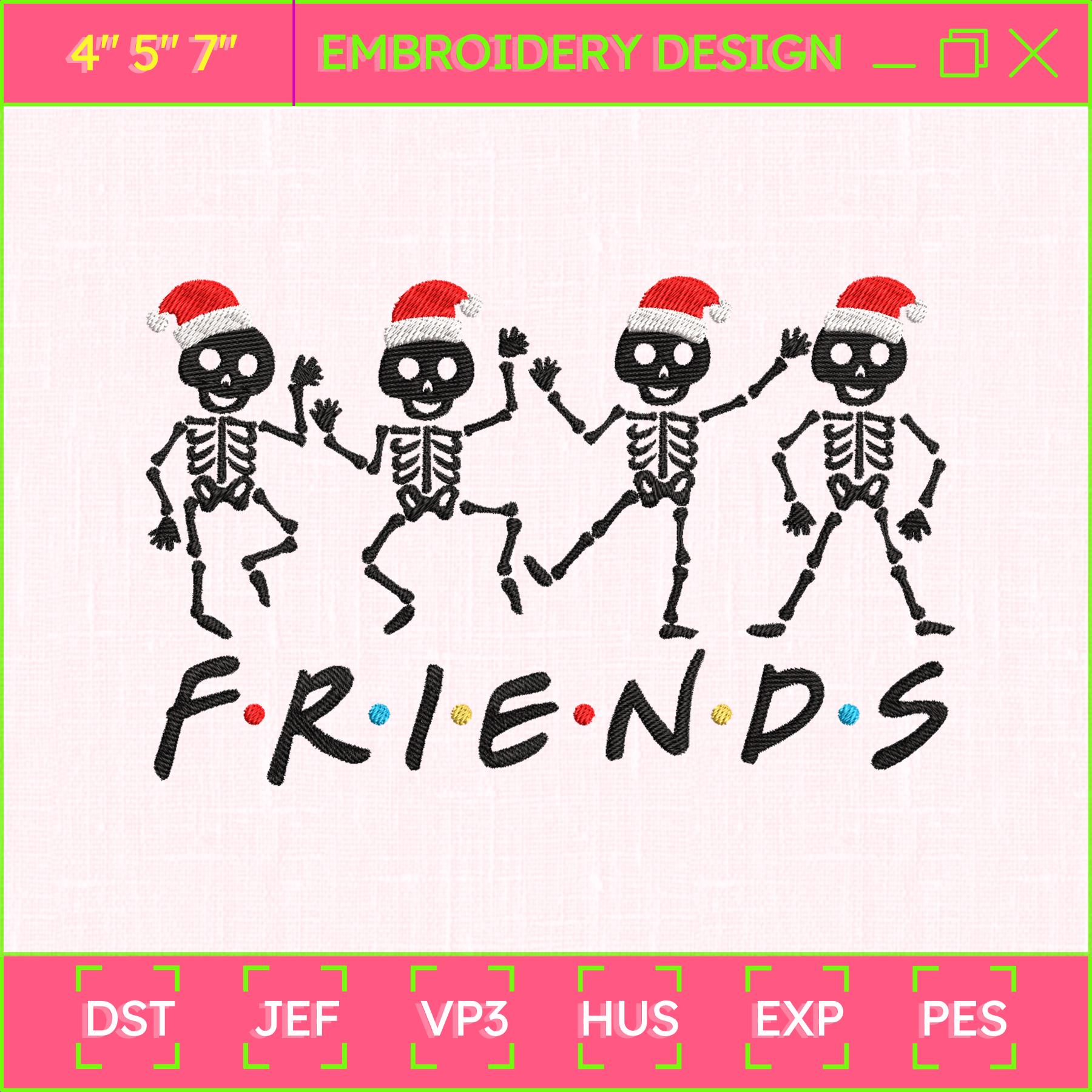 Skeleton Friend Embroidery Designs, Christmas Embroidery Des | Inspire ...