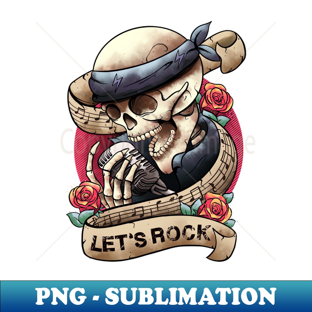 Lets Rock RockRoll Skeleton Hand Vintage Retro Rock Concert - Inspire ...