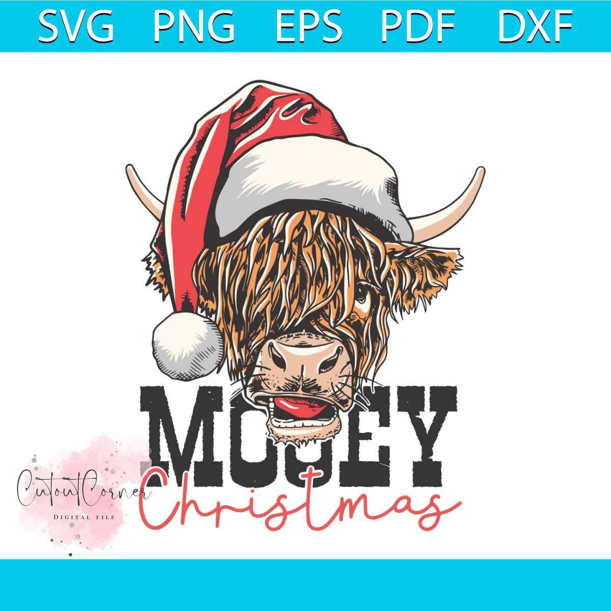 Vintage Western Mooey Christmas Cow SVG Digital Files | Inspire Uplift